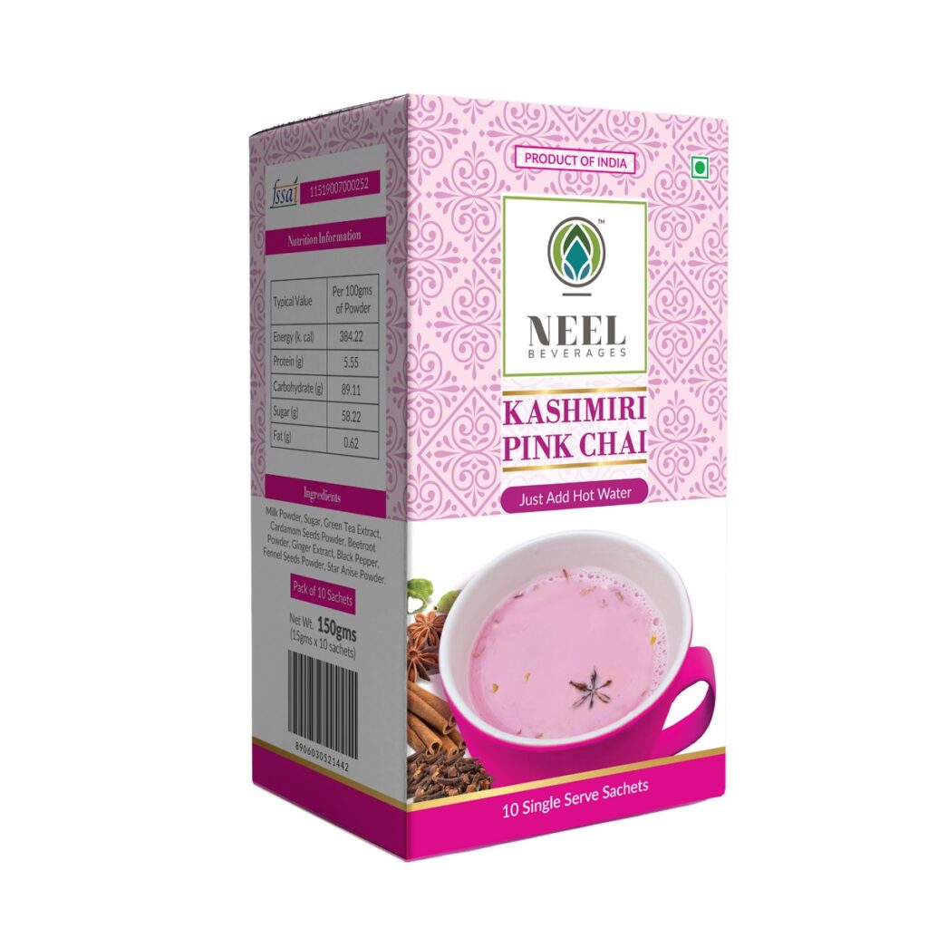 INSTANT KASHMIRI PINK TEA (PACK OF 10 SACHETS) | Neel Beverages